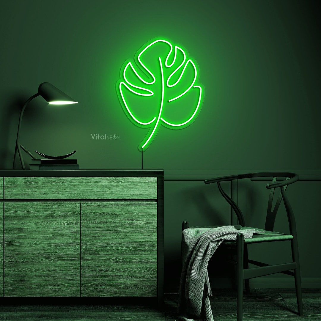 Leaf Neon Sign, Monstera Leaf LED Neon Art for Wall Decor, Leaf LED ...
