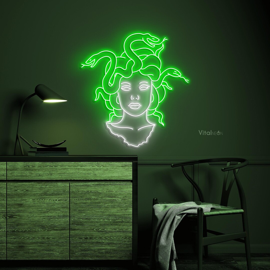 Medusa Neon Sign, Medusa Head LED Light, Mythological Creature Neon Art ...
