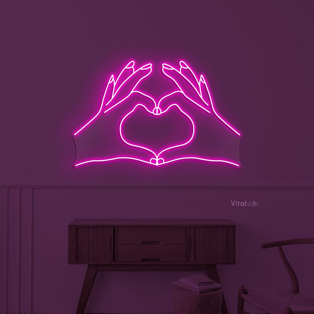 Heart Hands Neon Sign, Heart Hands LED Light, Hand Love Sign, Romantic ...