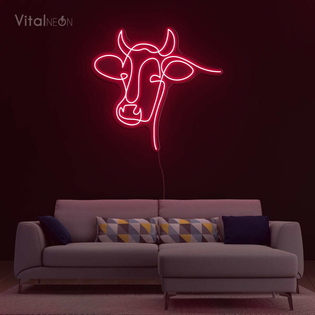 Cow Neon Sign, Cow With Horn LED Light, Farmhouse Wall Decor, Mexico ...