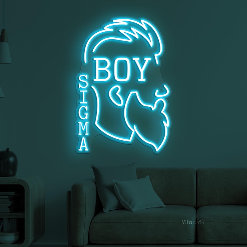 Sigma Boy LED Neon Sign for Barber Shop Wall Decor and Grooming Studio ...
