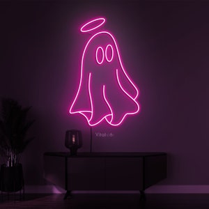 Ghost LED Neon Sign for Spooky Home Decor Scary Bedroom Parties House ...