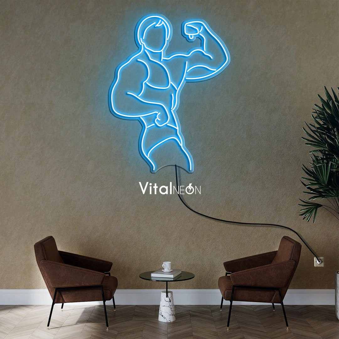 Arm Muscles Neon Sign, Man With Muscles LED Light, Gym Fitness Decor ...