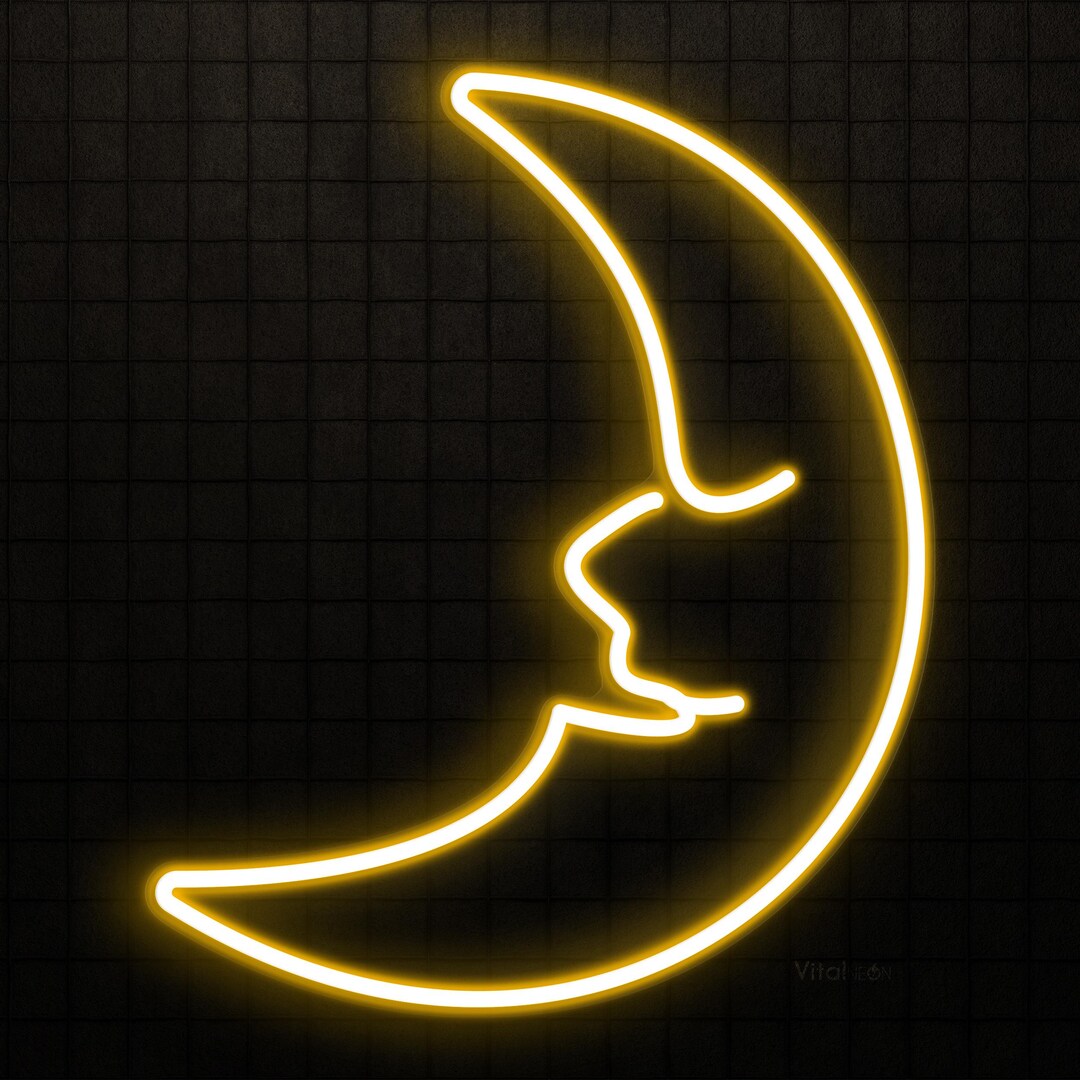 Moon Neon Sign, Moon LED Light, Home Wall Decor, Moon Face Wall Art ...