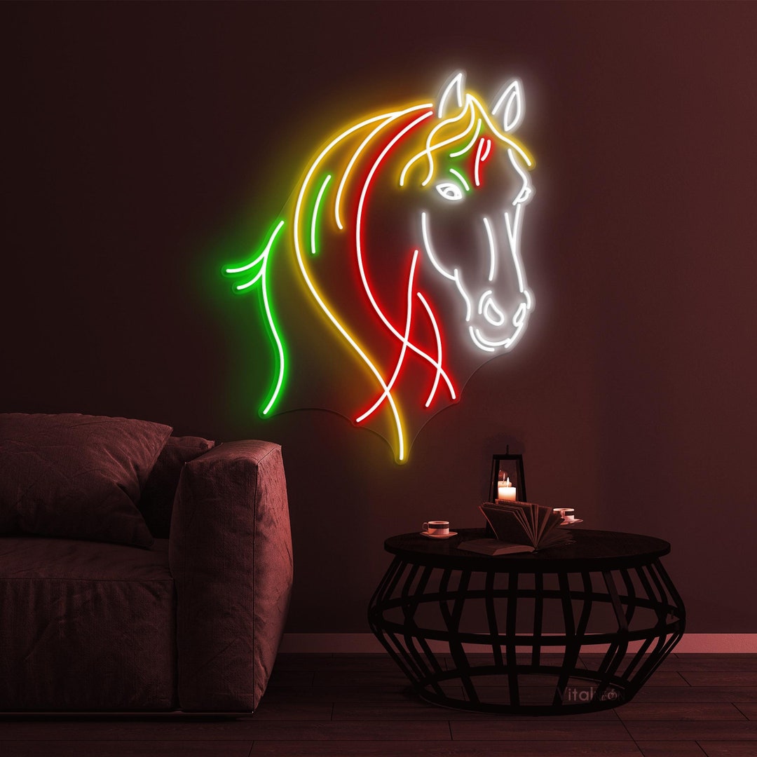 Horse Neon Sign, Led Horse Head Light, Farmhouse Wall Art, Pony Neon ...