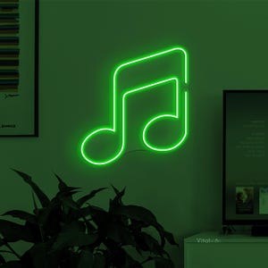 Music Note Neon Sign, Music Note LED Light, Musical Symbol Wall Art ...