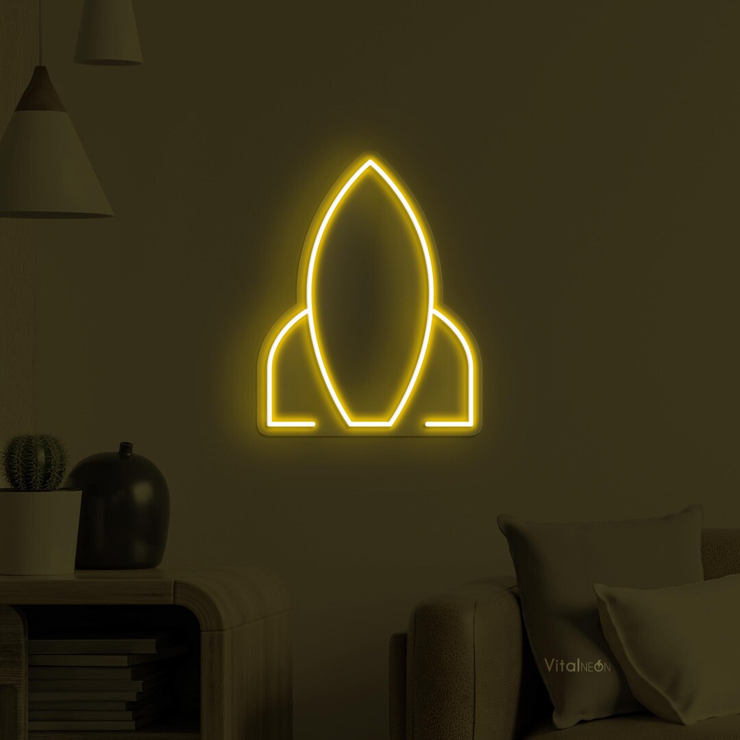 Rocket Neon Sign, Rocket LED Light, Rocket Launching Wall Art, Kids ...