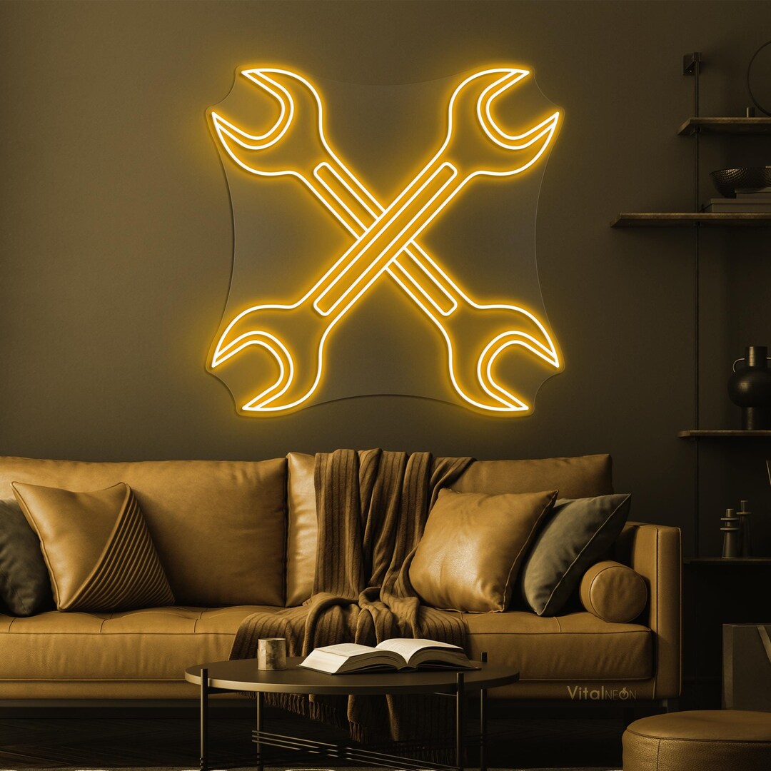 Wrenches Neon Sign, Wrenches LED Light, Mechanic Wall Decor, Garage ...