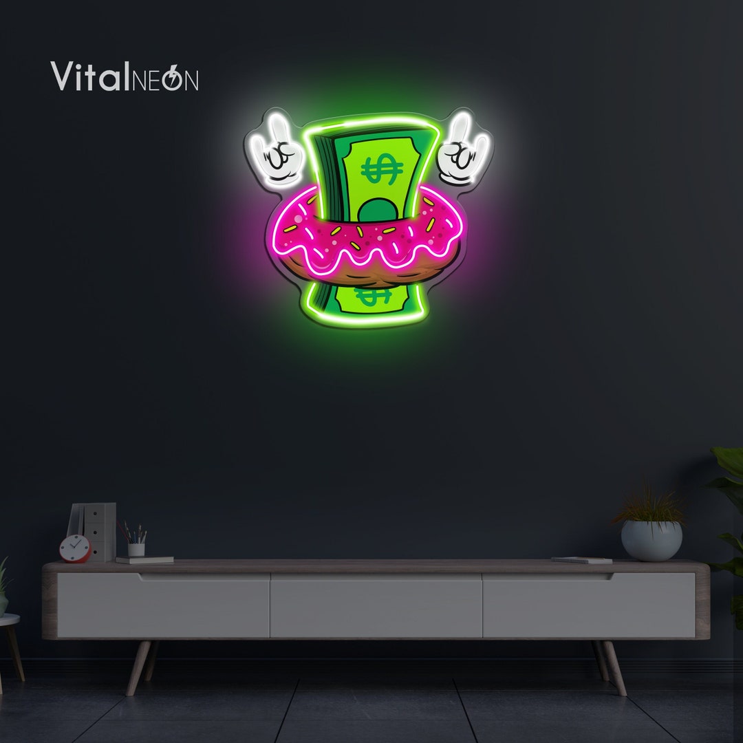 Donut Dollar Neon Sign, LED Wall Decor, Neon Night Light, Perfect for ...