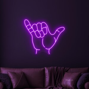 Shaka Hand LED Neon Sign, Chill Vibe Wall Decor - Etsy