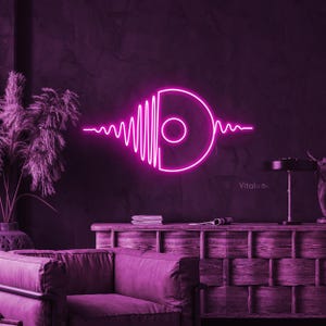Vinyl Disc Wave Neon Sign LED Light Soundwave Wall Art for Music Studio ...