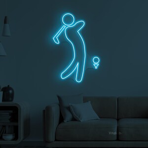 Golf Player Neon Sign, Golf Player LED Light, Golf Club Wall Decor ...