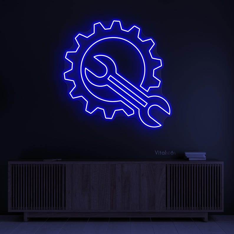 Gear and Wrench LED Neon Sign, Mechanic Garage Decor - Etsy