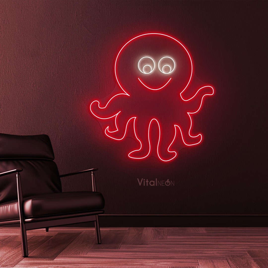 Octopus Neon Sign, Cute Octopus LED Light, Octopus Wall Art, Octopus ...