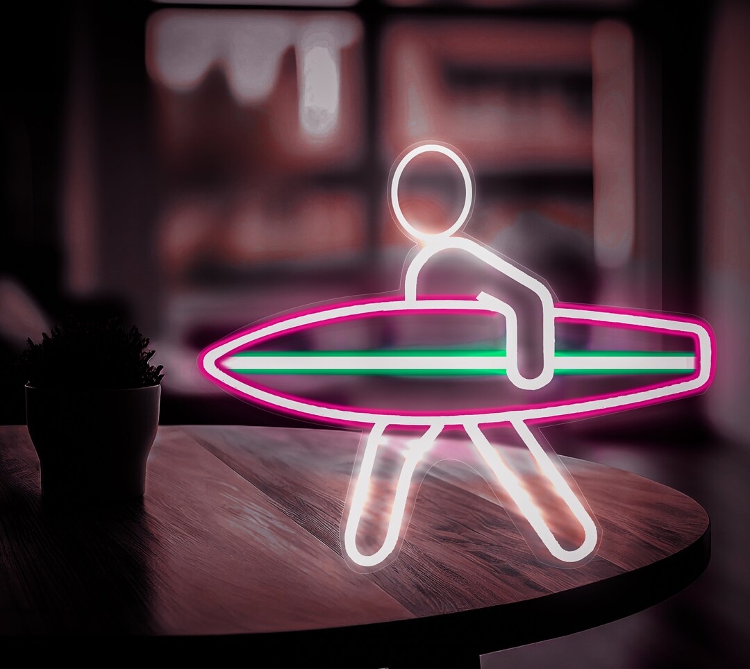 Surf Man Neon Light, Surfboard Neon Sign, LED Ocean Art Light Decor ...