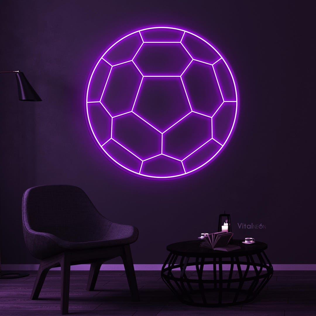 Soccer Ball Neon Sign, Soccer Ball LED Light, Football Lover Wall Art ...
