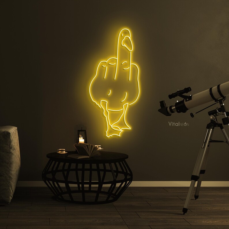 Middle Finger Duck Neon Sign LED Light Bird Shop Game Room Custom Decor ...