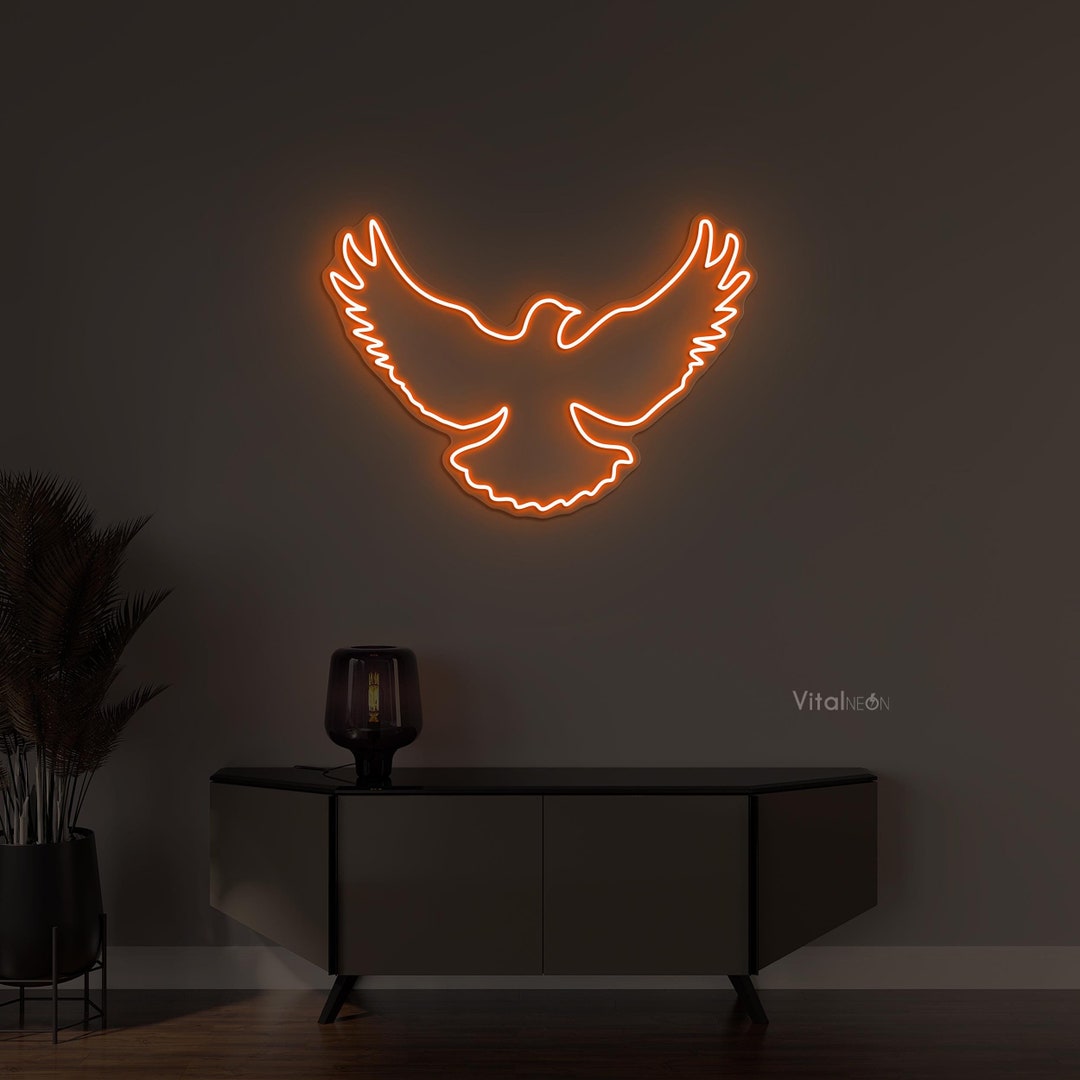 Pigeon Neon Sign, Pigeon LED Light, Flying Pigeon Wall Decor, Birds ...