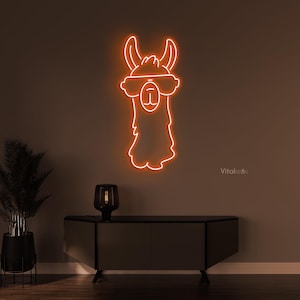 Llama With Sunglasses Neon Sign, Llama With Sunglasses LED Light, Cute ...