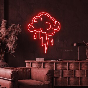 Cloud and Lightning Bolt Neon Sign, Cloud and Lightning Bolt LED Light ...