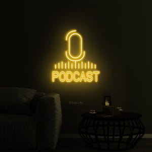 Podcast Neon Sign, Podcast LED Light, Microphone LED Neon Art ...