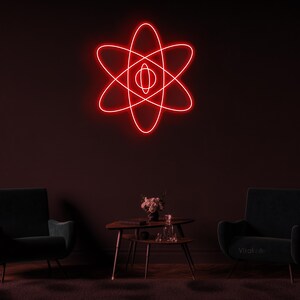 Atom Neon Sign, Atom LED Light, Science Wall Art, Atomic Energy Wall ...