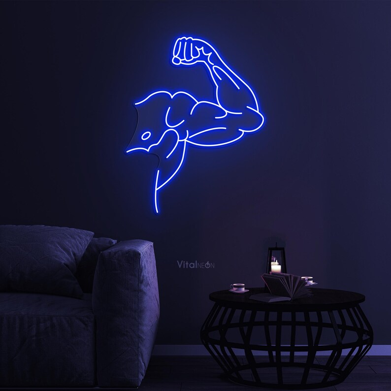 Muscle Neon Sign, Muscle LED Light, Body Building LED Neon Art, Fitness ...