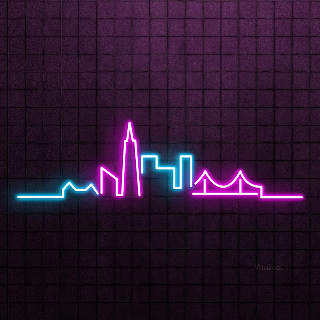 City Skyline Neon Sign, City Skyline LED Light, Bedroom Wall Decor ...