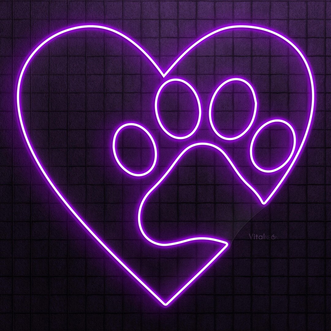 Paw Print Heart LED Neon Sign, Pet Lover Gift - Etsy