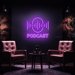 Podcast Neon Sign, Podcast LED Light, Microphone Neon Art, Recording ...
