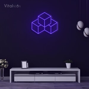 3D Cubes Neon Sign, Geometric Wall Decor, LED Cube Light, Cubes Neon ...