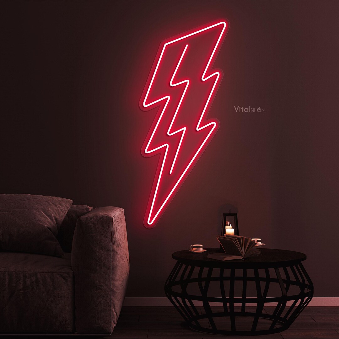Thunder Bolt Neon Sign, Thunder LED Light, Thunder LED Neon Art ...