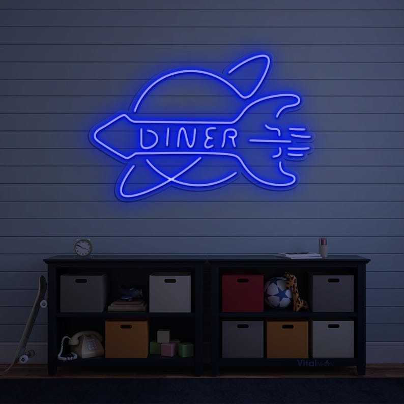 Rocket Diner LED Neon Sign for Restaurant Wall Display and Space Themed ...