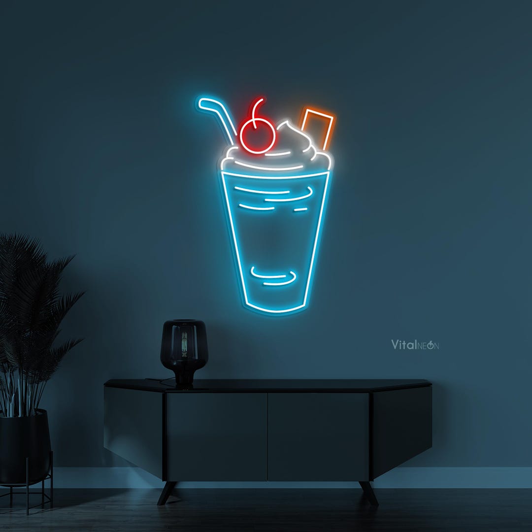 Milkshake Neon Sign, Milkshake LED Light, Sweet Trea Wall Art, Dessert ...