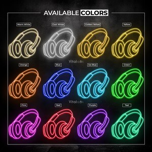 Headphones Neon Sign, Headphones LED Light, Gaming Headphones Wall ...
