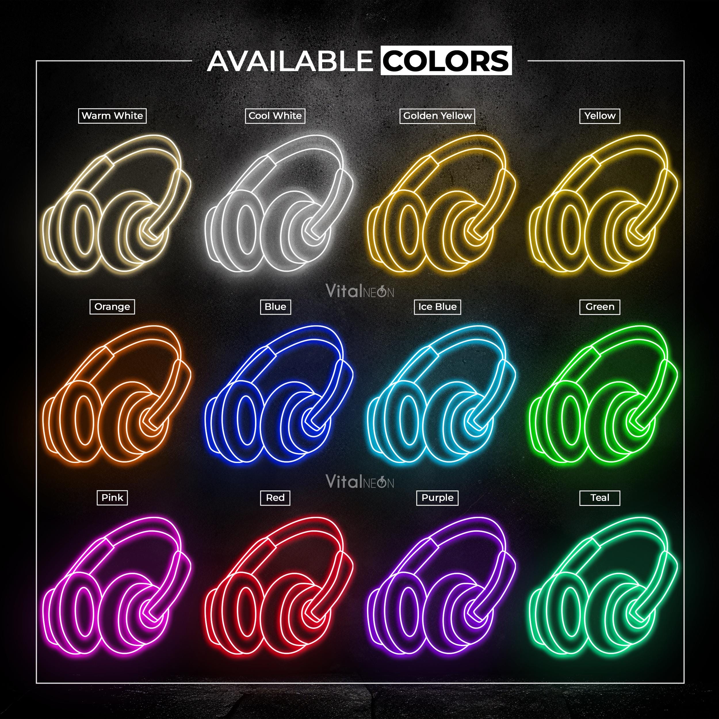Headphones Neon Sign, Headphones LED Light, Gaming Headphones Wall ...