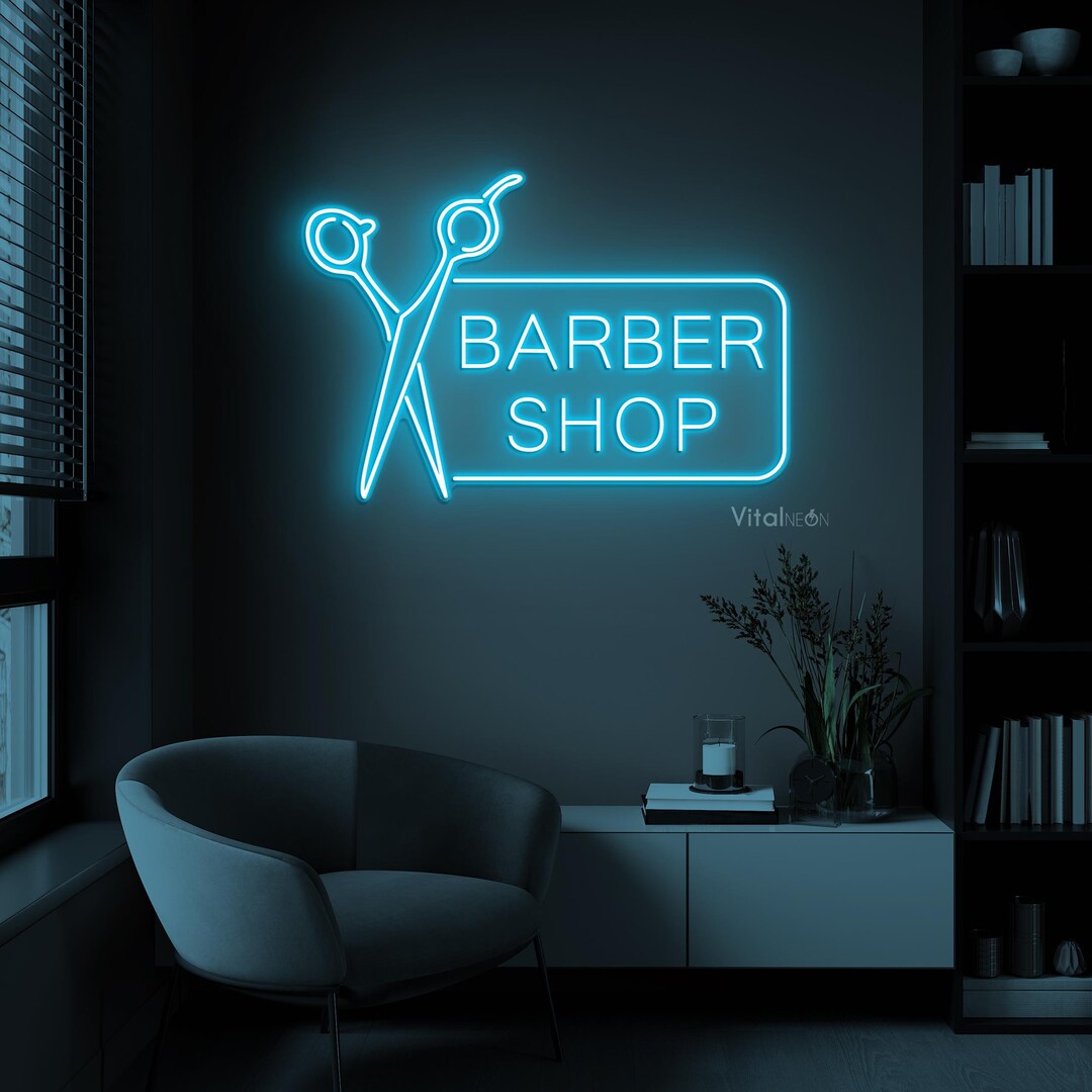 Barber Shop Neon Sign, Barber Shop LED Light, Scissors Neon Sign ...