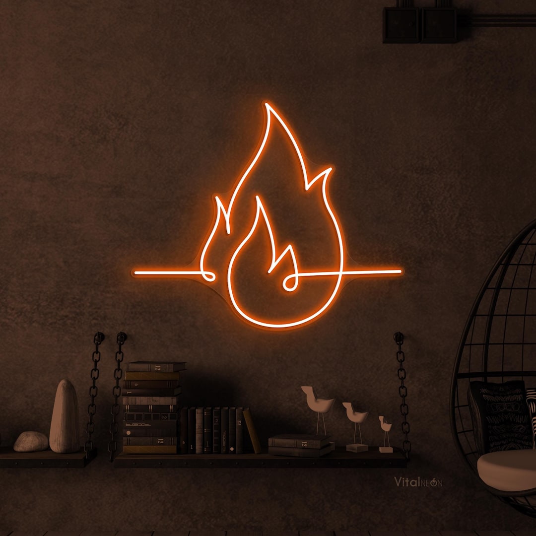 Fire Neon Sign, Fire LED Light, Flame Wall Decor, Cafe, Bar ...