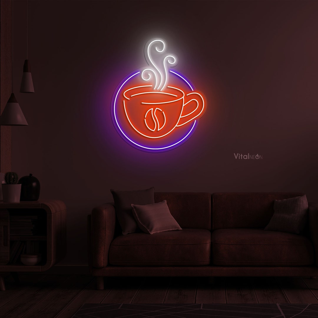 Coffee Cup Neon Light, Coffee Neon Sign for Home or Café, Coffee Shop ...