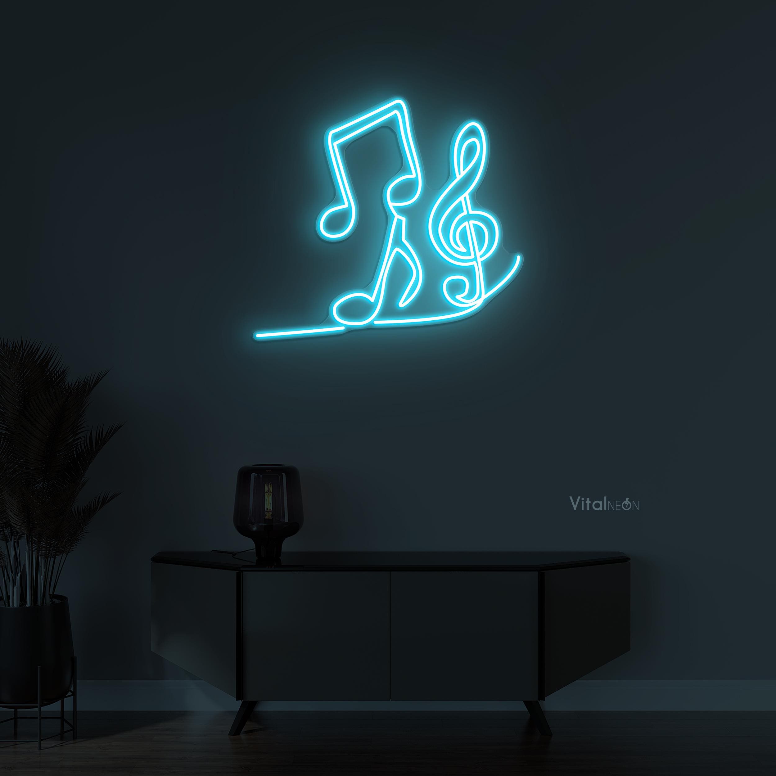 Music Notes Neon Sign, Music Notes LED Light, Treble Clef LED Neon Art ...