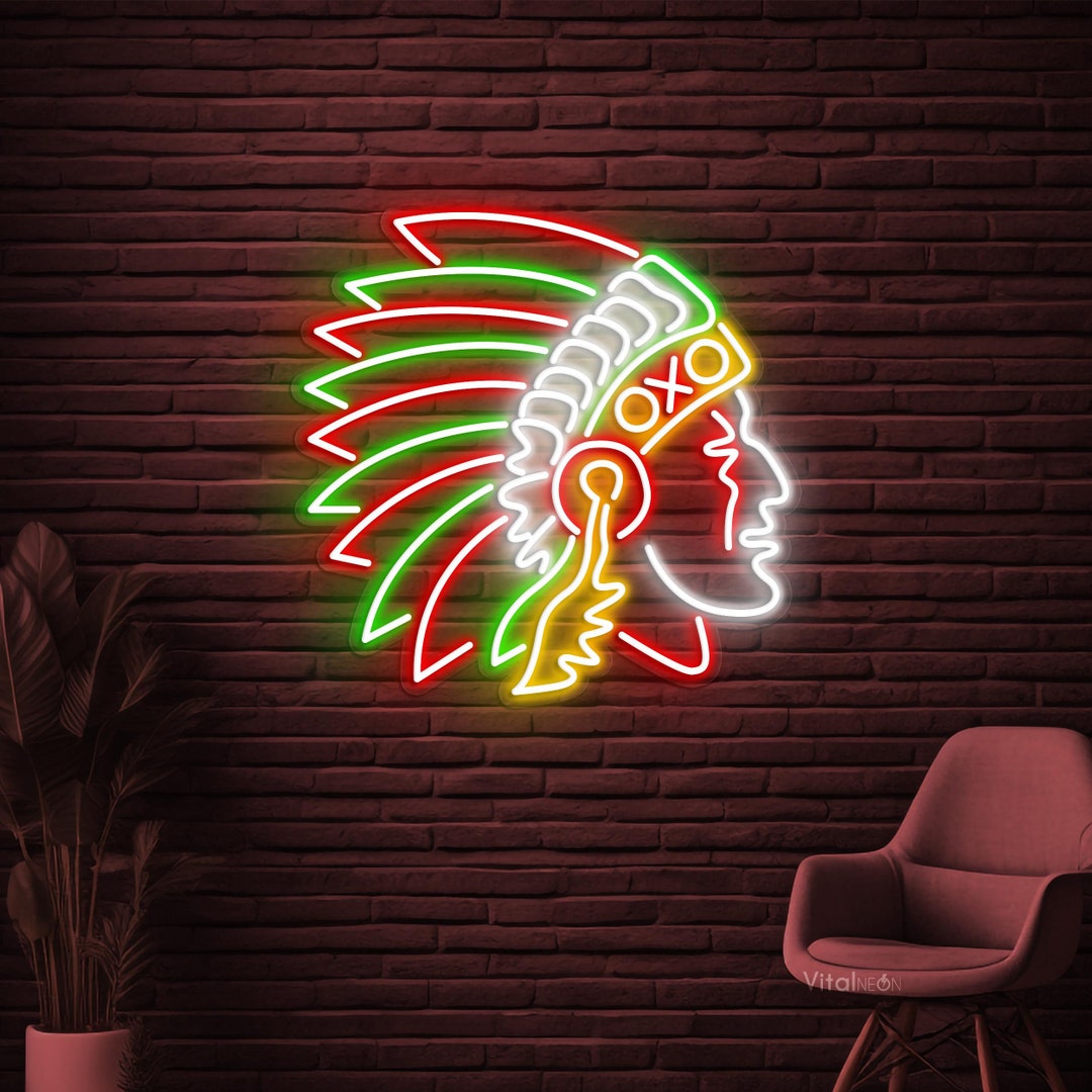 Native American Neon Sign, Native American Chief LED Light, American ...