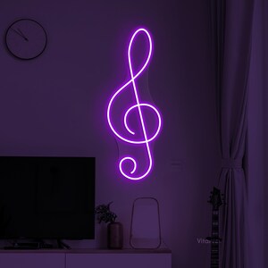 Treble Clef Neon Sign, Treble Clef LED Light, Musical Note Wall Decor ...