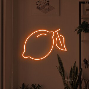 Lemon Neon Sign, Lemon LED Light, Fruit Shop Wall Decor, Lemon With ...