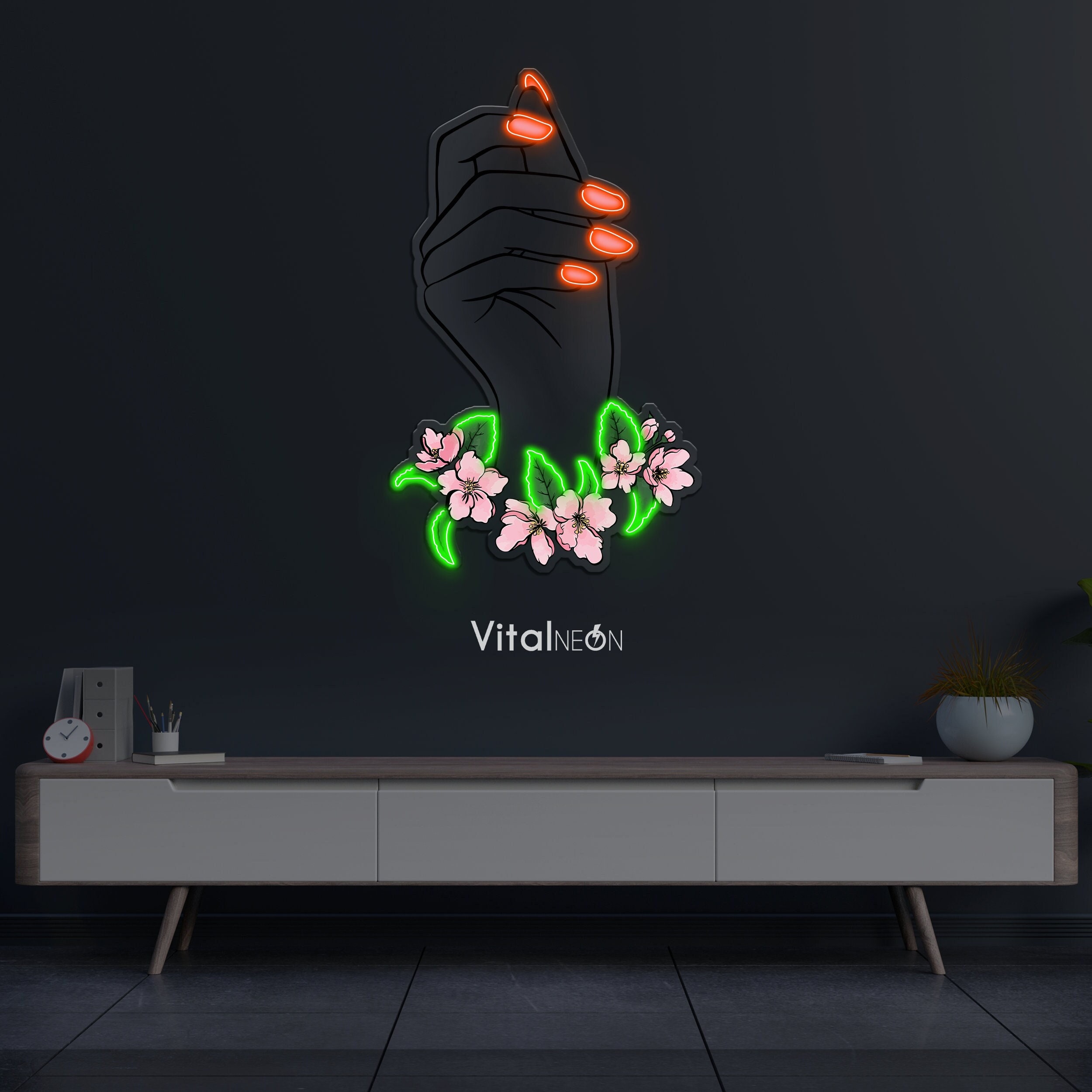 Nail LED Neon Sign Light Pop Art, Chic Nail Studio Artwork LED Neon ...