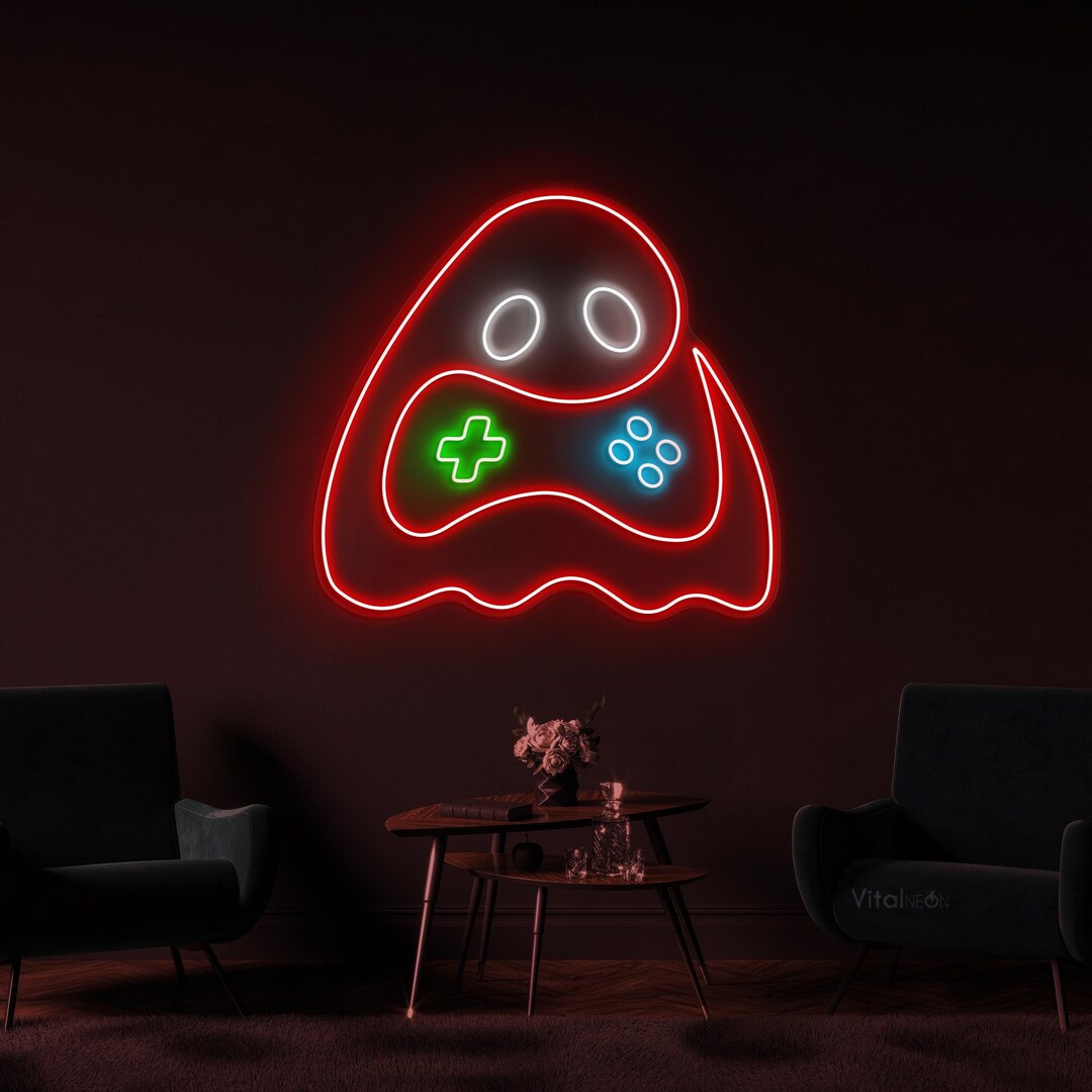 Game Controller Neon Sign, Ghost Game Controller LED Light, Game Room ...