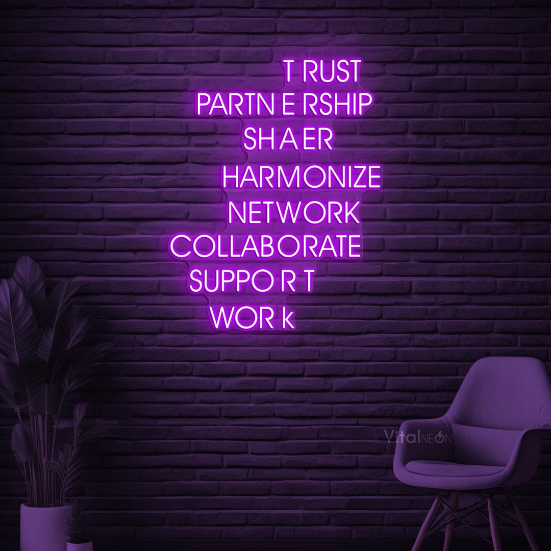 Teamwork Neon Sign, Teamwork LED Light, Office Wall Decor, Power of ...