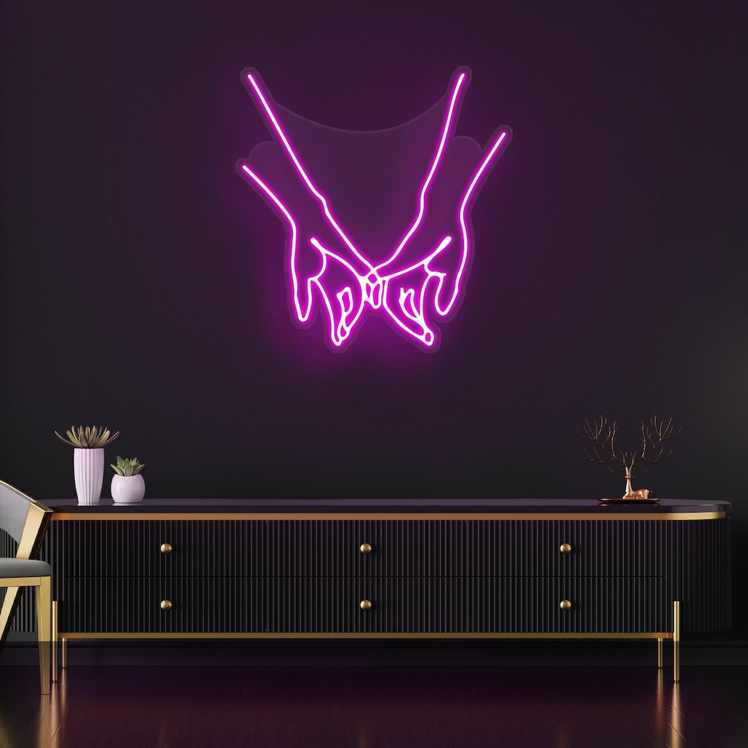 Pinkie Promise Neon Sign, Custom Neon Light, Promise Hand Design ...