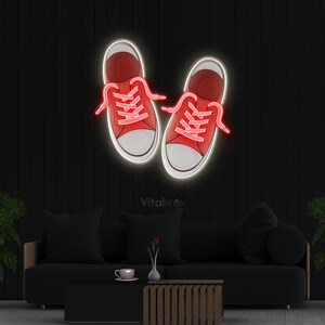 Shoes Neon Sign, Custom LED Pop Art, Shoe With Laces Neon Art, Night ...