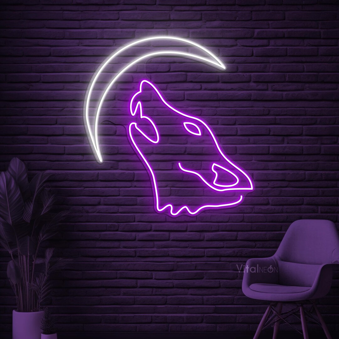 Wolf Moon Neon Sign, Wolf With Moon Light, Animal Shop Decor, Wolf Wall ...