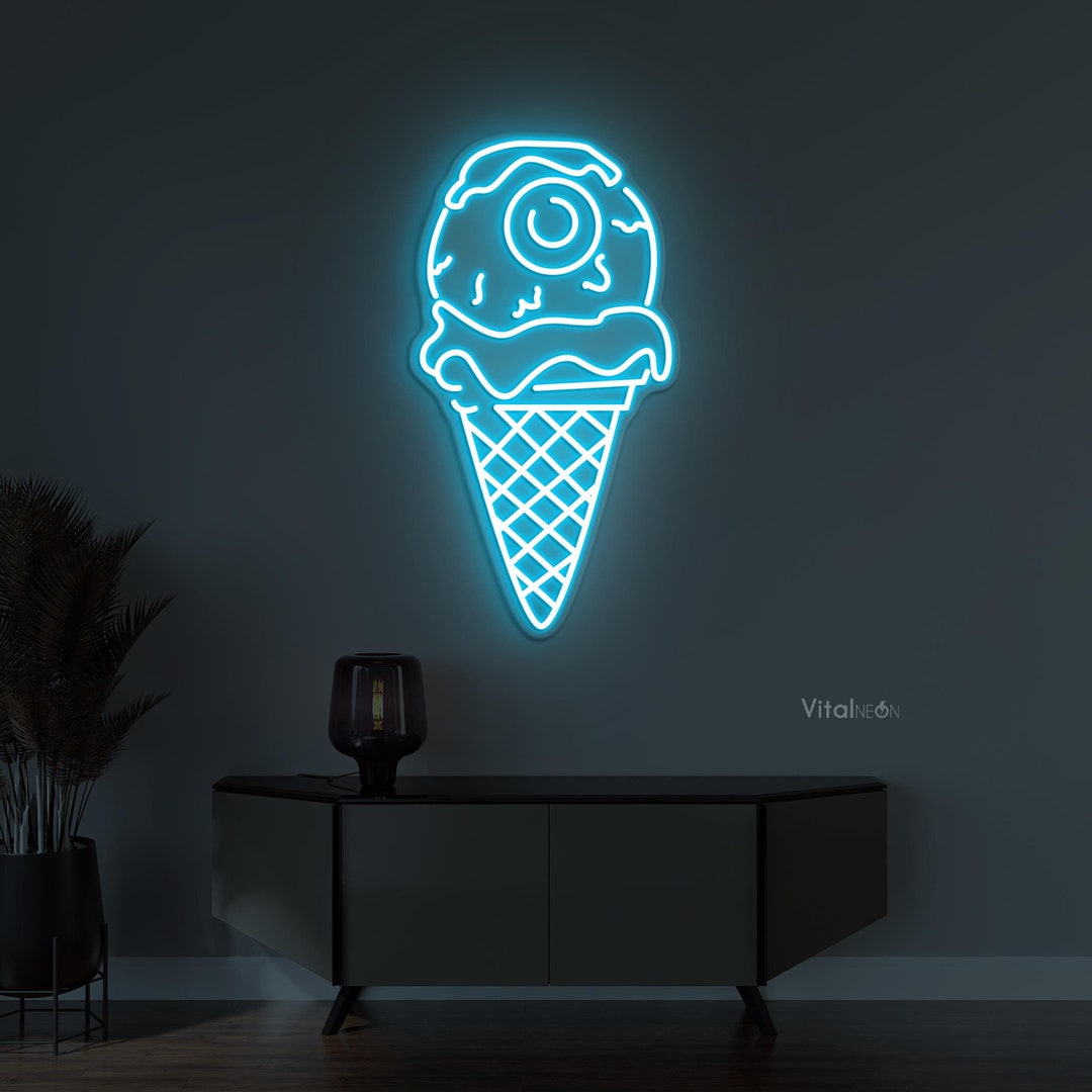 Ice Cream Neon Sign, Ice Cream LED Light, Eyeball Ice Cream Wall Decor ...